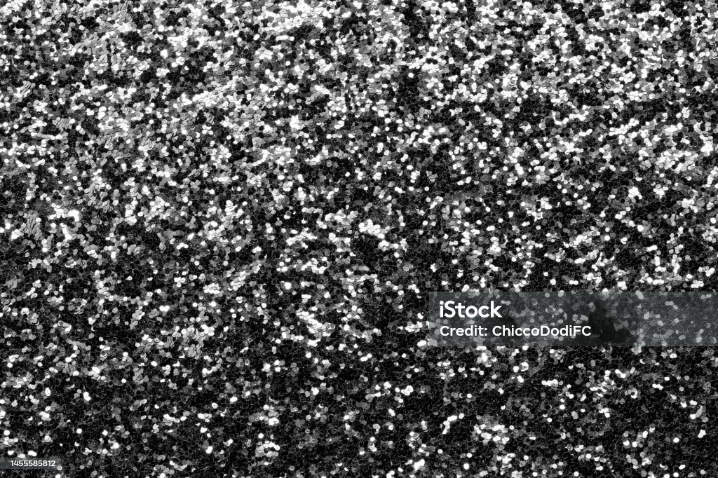 Shimmering Silver Glitter Material Background With Gray Sparkles Stock