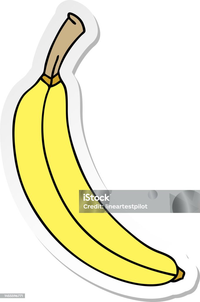 Stiker Pisang Kartun Bergambar Tangan Yang Unik Ilustrasi Stok Unduh