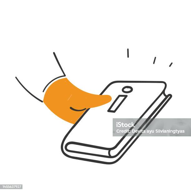 Orang Doodle Yang Digambar Tangan Memegang Vektor Ilustrasi Buku Manual