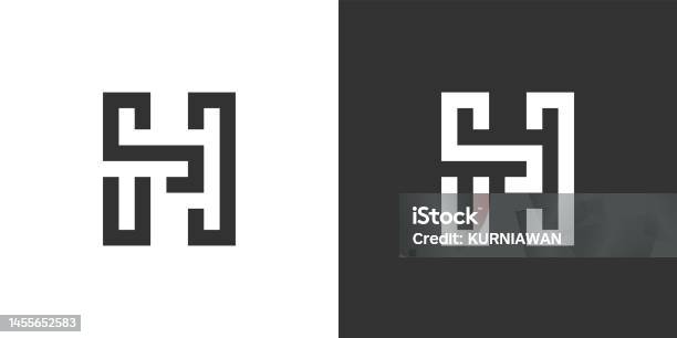 Ilustración De Sh O Hs Monograma De Diseño De Logotipo De Letra Inicial