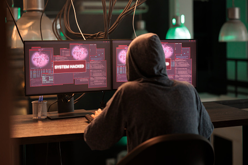 Internet Thief Creating Security Breach And Hacking Computer System