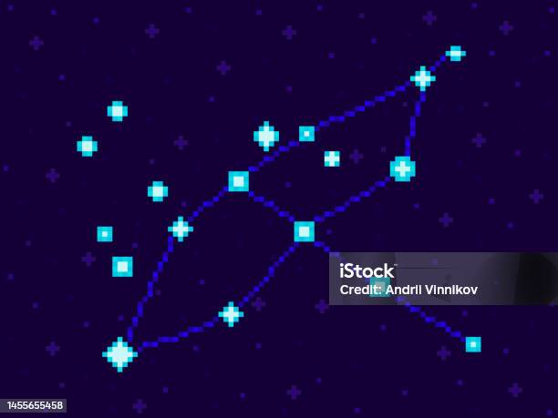 Constellation Cygnus Dans Le Style Pixel Art Des Étoiles 8 Bits Dans Le