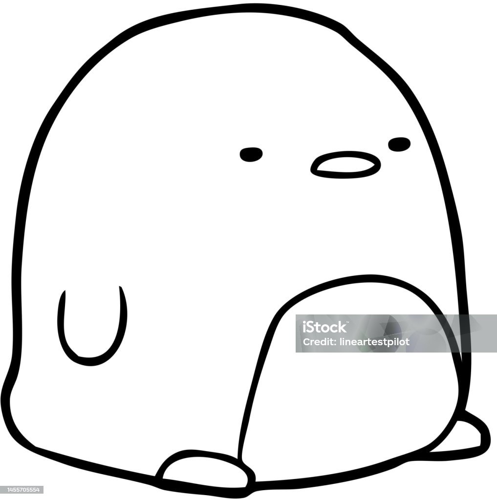Dessin Au Trait Mignon Dun Pingouin Vecteurs Libres De Droits Et Plus D