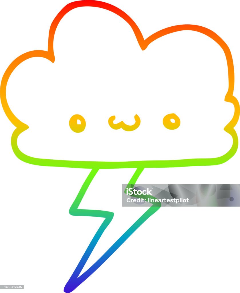 Dessin Au Trait Dégradé Arcenciel Dun Nuage Dorage De Dessin Animé