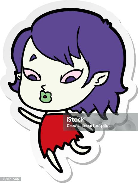 Autocollant Dune Jolie Fille Vampire De Dessin Animé Vecteurs Libres De