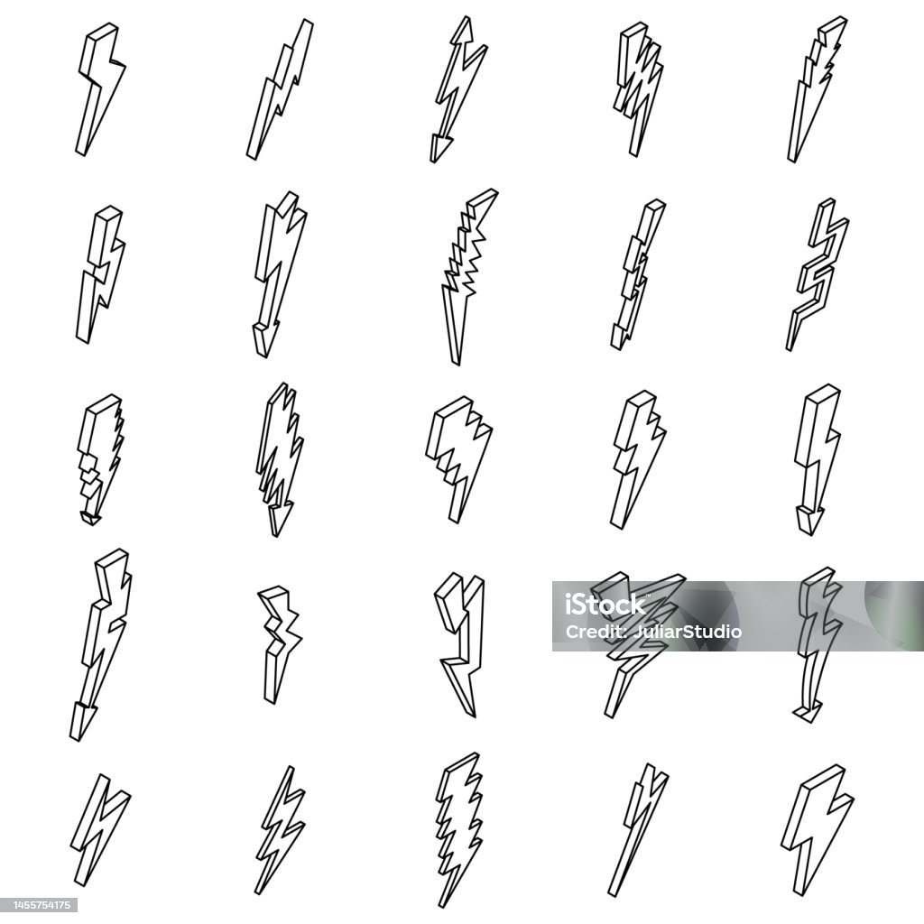 Lightning Bolt Icons Set Vector Outine Stock Illustration Download
