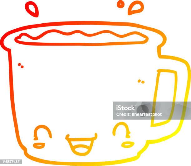 Dessin Au Trait Dégradé Chaud Dune Tasse De Café De Dessin Animé