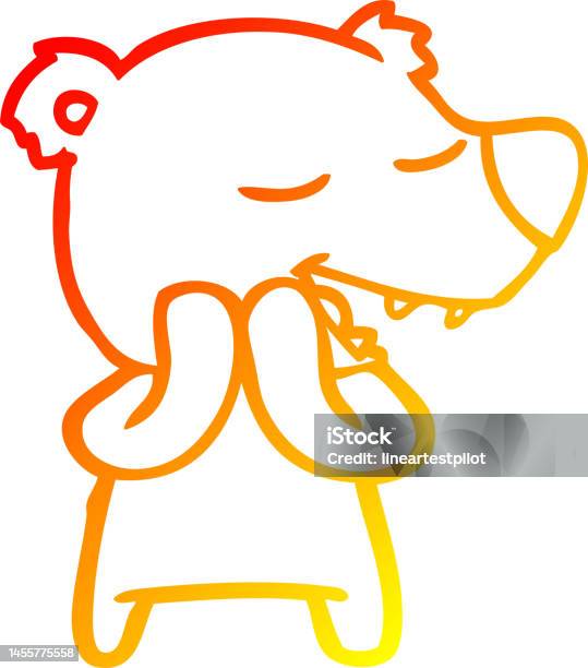 Dessin Au Trait Dégradé Chaud Dun Ours Polaire De Dessin Animé Vecteurs
