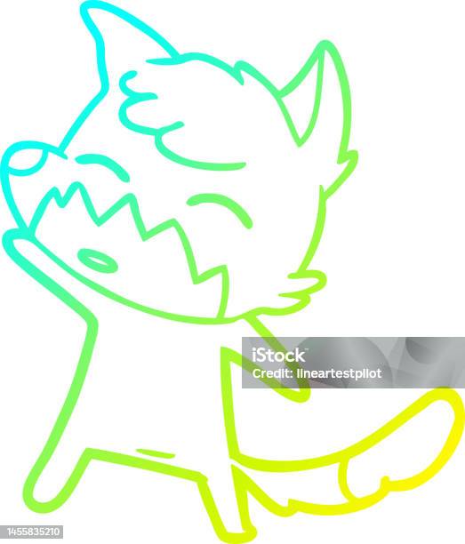 Dessin Au Trait Dégradé Froid Dun Renard De Dessin Animé Vecteurs