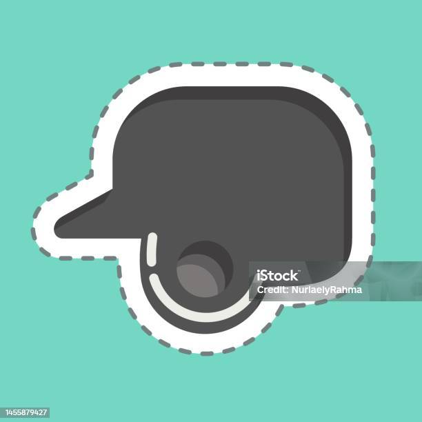 Garis Stiker Memotong Helm Batting Terkait Dengan Simbol Peralatan