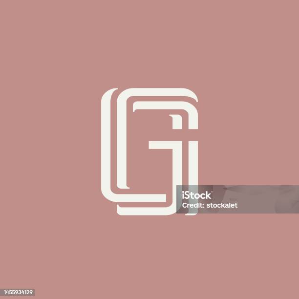 Logo Du Monogramme Gj Lignes Entrelacées Lettre Majuscule G Lettre J
