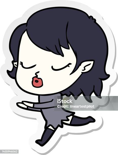 Autocollant Dune Jolie Fille Vampire De Dessin Animé Vecteurs Libres De