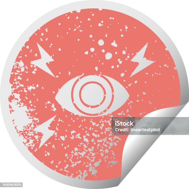 Autocollant De Pelage Circulaire En Détresse Symbole Dun Œil Mystique