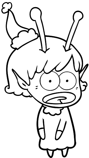 Dessin Au Trait Dessiné À La Main Dune Fille Extraterrestre Choquée