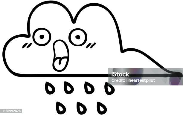 Dessin Au Trait Dun Nuage De Pluie Dorage Vecteurs Libres De Droits Et