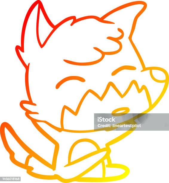 Dessin Au Trait Dégradé Chaud Dun Renard De Dessin Animé Vecteurs