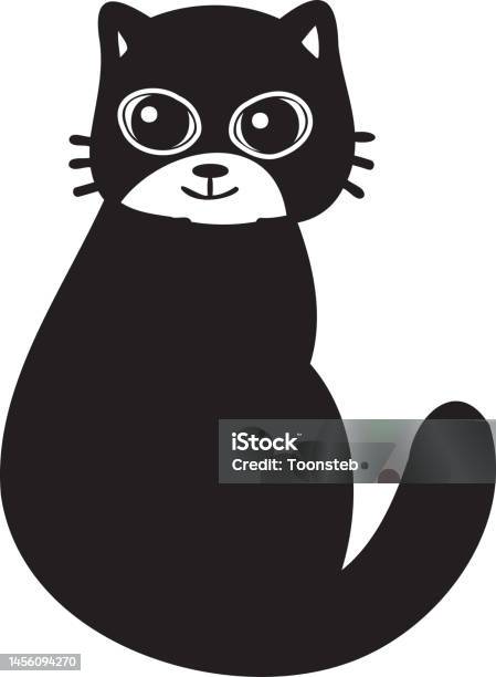 Hand Drawn Cute Cat Smile Illustration In Doodle Styl Stock