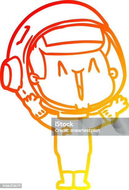 Dessin Au Trait Dégradé Chaud Dun Astronaute De Dessin Animé Heureux