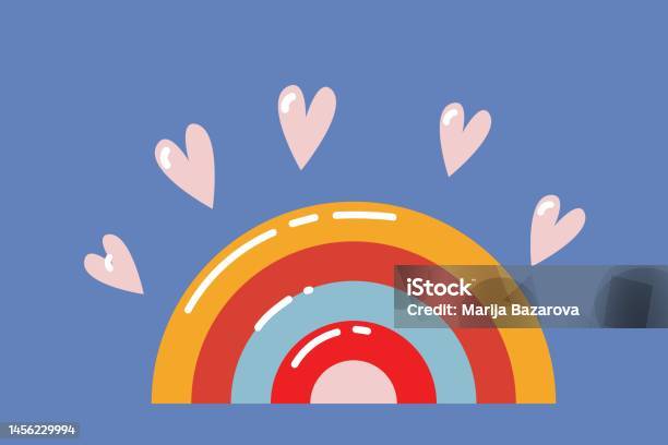 Ilustrasi Hari Valentine Pelangi Yang Digambar Tangan Konsep Liburan