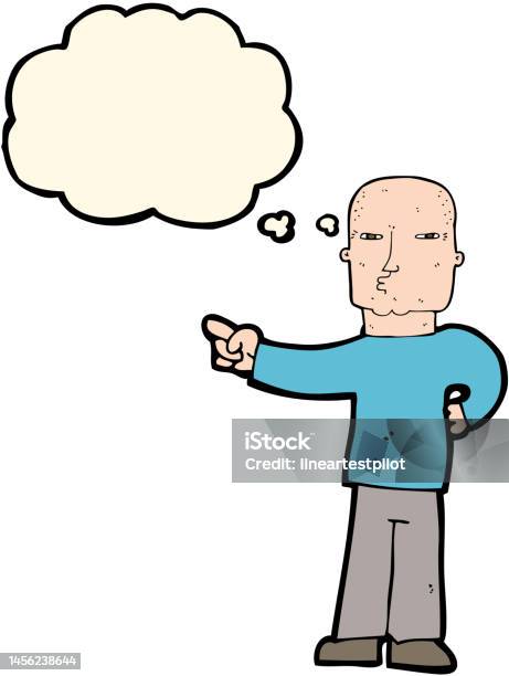 Homme En Dessin Animé Pointant Du Doigt Avec Bulle De Pensée Vecteurs