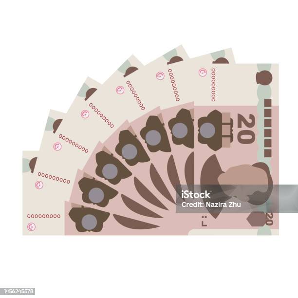 Yuan Renminbi Vector Illustration Chinese Money Set Bundle Banknotes