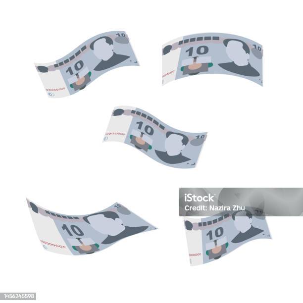 Yuan Renminbi Vector Illustration Chinese Money Set Bundle Banknotes