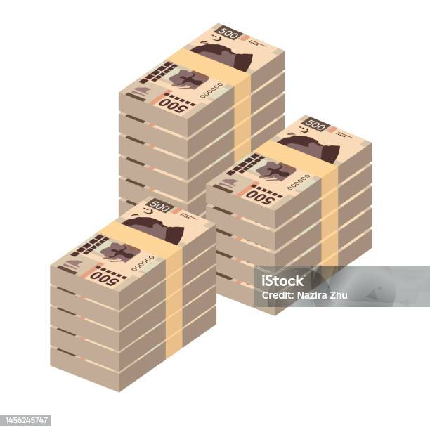 Peso Mexicain Illustration Vectorielle Billets De Banque À Paquets