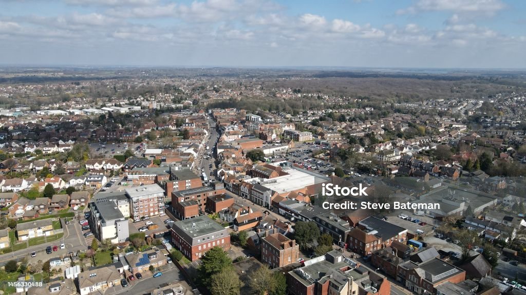 Billericay Essex Uk Town Centre High Street Drone Aerial View From Air ... Billericay Essex Uk Town Centre High Street Drone Aerial View From Air ...