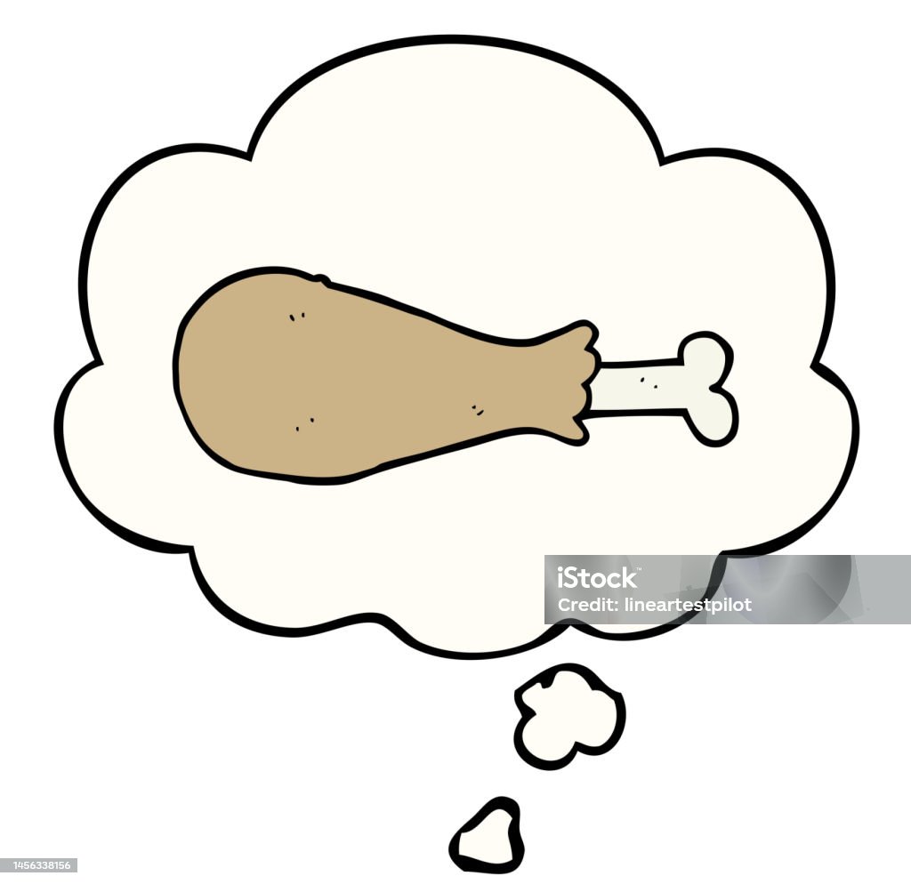 Ilustración De Pata De Pollo De Dibujos Animados Con Burbuja De Pensamiento Y Más Vectores