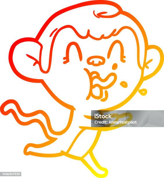 Dessin Au Trait Dégradé Chaud Dun Singe De Dessin Animé Fou Vecteurs
