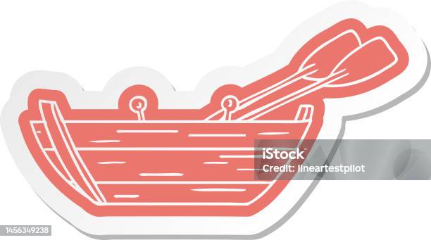 Stiker Kartun Perahu Dayung Kayu Ilustrasi Stok Unduh Gambar Sekarang
