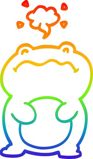 Dessin Au Trait Dégradé Arcenciel Dune Grenouille De Dessin Animé Drôle