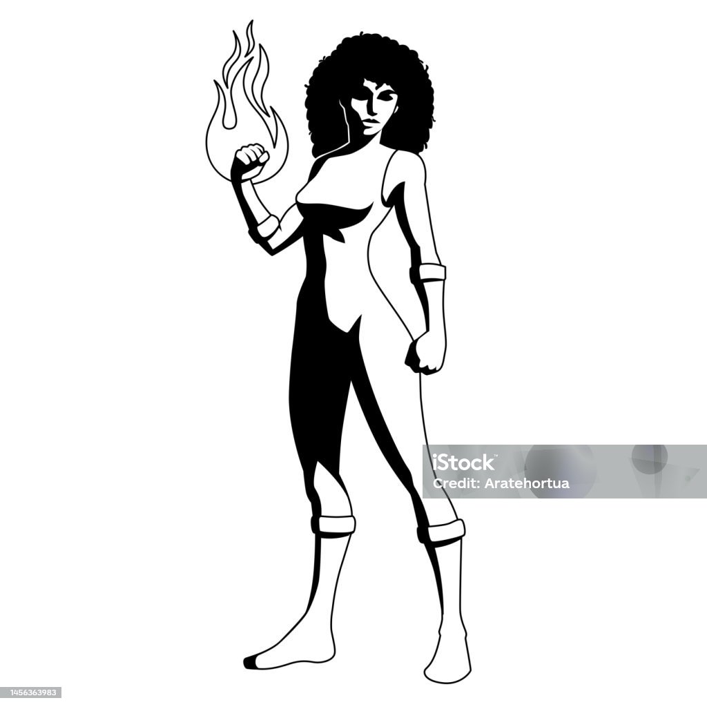 Vector Superhero Action Pose Illustration Isolated Stock Illustration