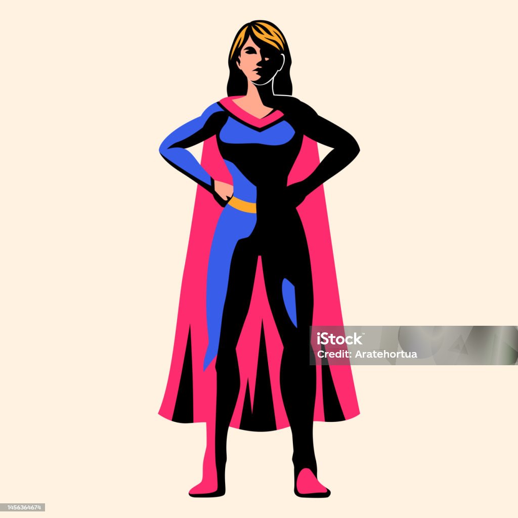 Vector Superhero Action Pose Illustration Isolated Stock Illustration