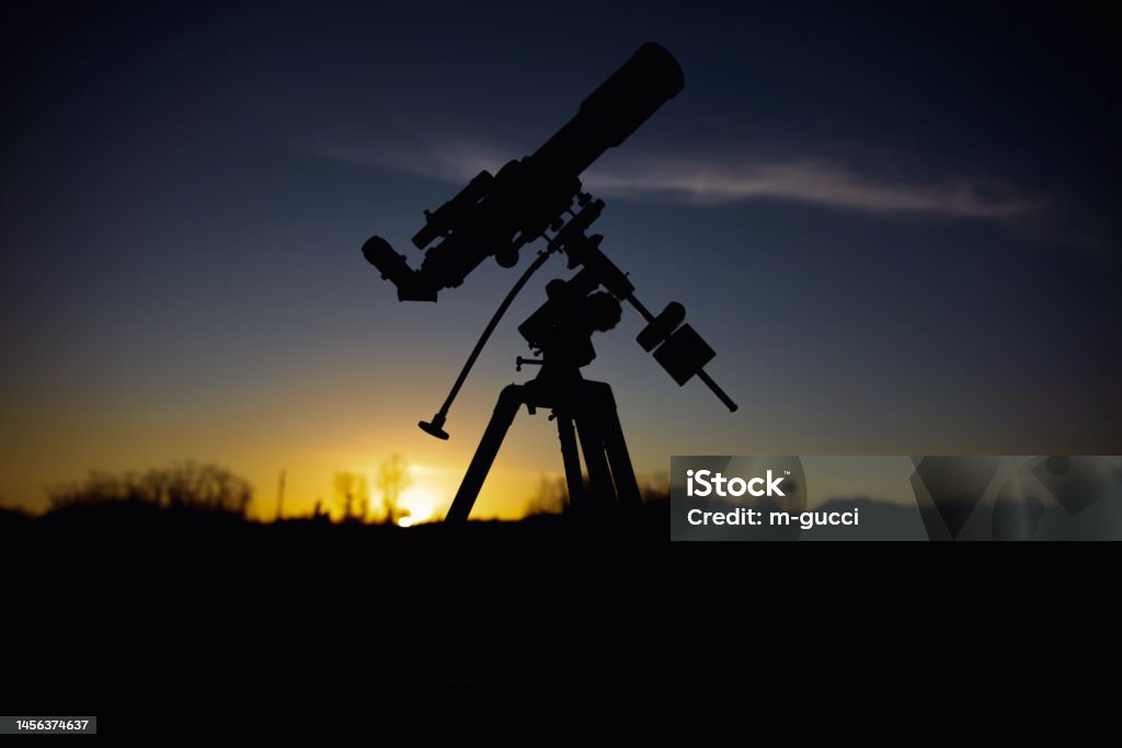 Astronomical Telescope And Equipment For Observing Stars Milky Way Moon