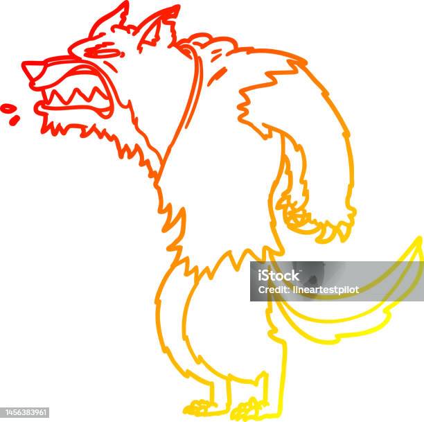 Dessin Au Trait Dégradé Chaud Dun Dessin Animé De Loupgarou En Colère