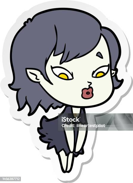 Autocollant Dune Jolie Fille Vampire De Dessin Animé Vecteurs Libres De