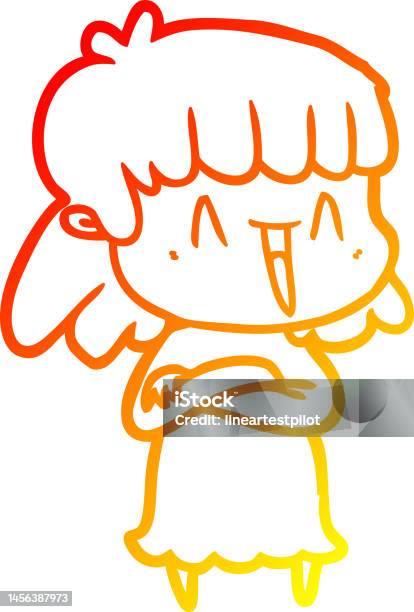 Dessin Au Trait Dégradé Chaud Dune Femme De Dessin Animé Vecteurs