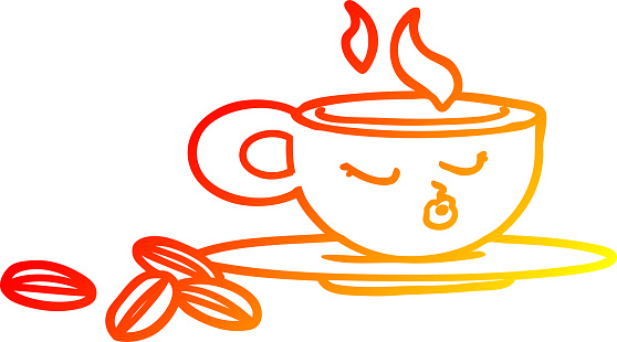 Dessin Au Trait Dégradé Chaud Dune Tasse Espresso De Dessin Animé