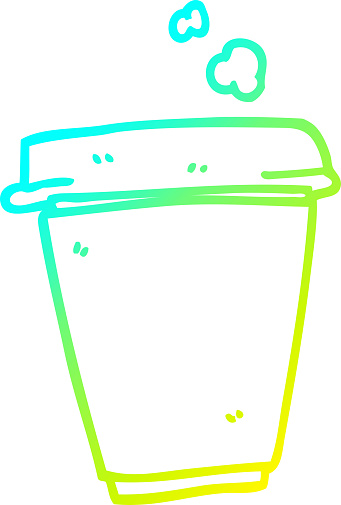 Dessin Au Trait Dégradé Froid Dune Tasse À Café De Dessin Animé