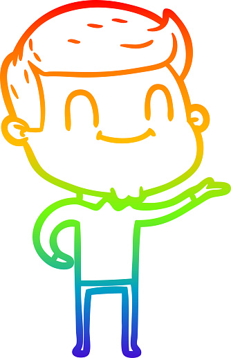 Dessin Au Trait Dégradé Arcenciel Dun Homme Amical De Dessin Animé