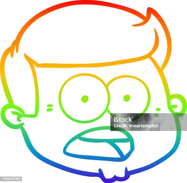 Dessin Au Trait Dégradé Arcenciel Dun Visage Masculin De Dessin Animé