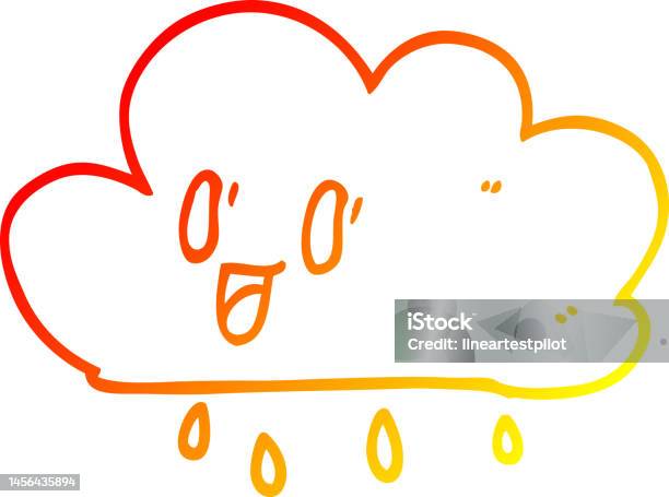 Dessin Au Trait Dégradé Chaud Dun Nuage Gris Heureux De Dessin Animé