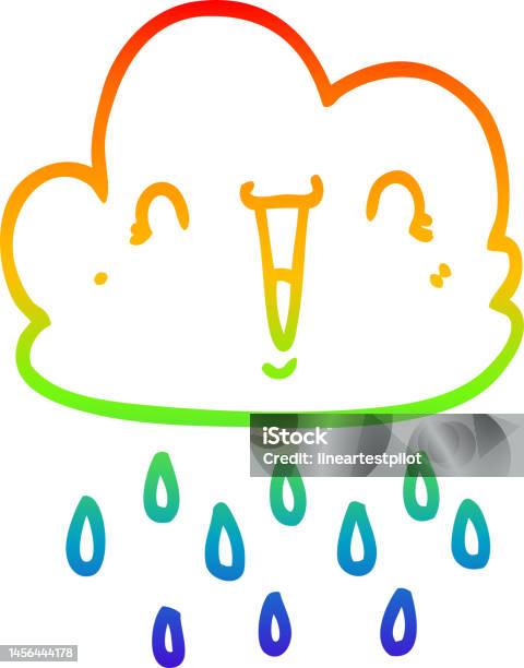 Dessin Au Trait Dégradé Arcenciel Dun Nuage Dorage De Dessin Animé