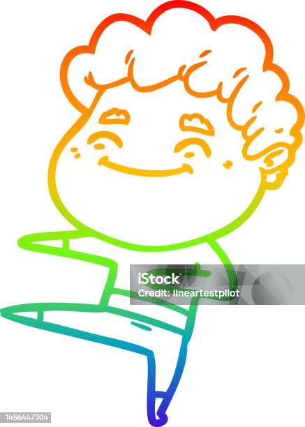 Dessin Au Trait Dégradé Arcenciel Dun Homme Amical De Dessin Animé