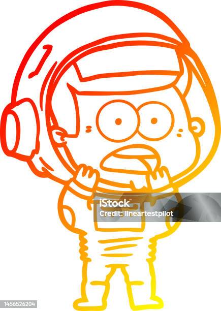 Dessin Au Trait Dégradé Chaud Dun Dessin Animé Astronaute Surpris