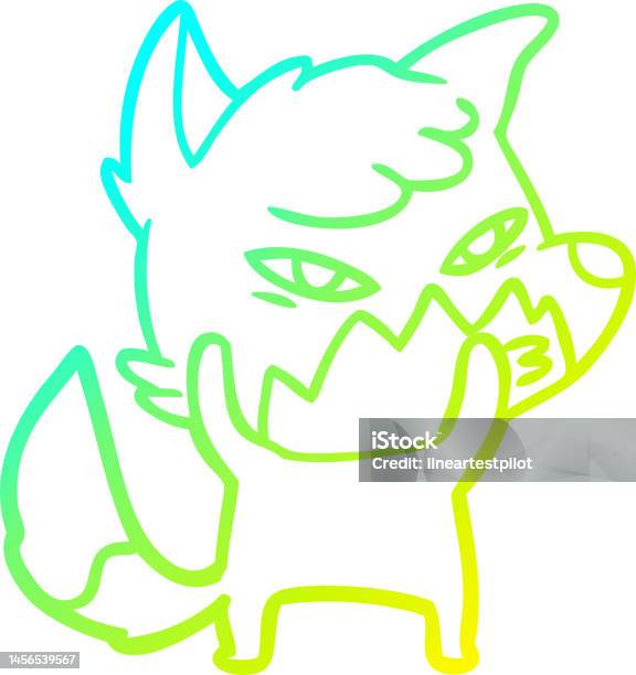 Dessin Au Trait Dégradé Froid Dun Renard De Dessin Animé Intelligent