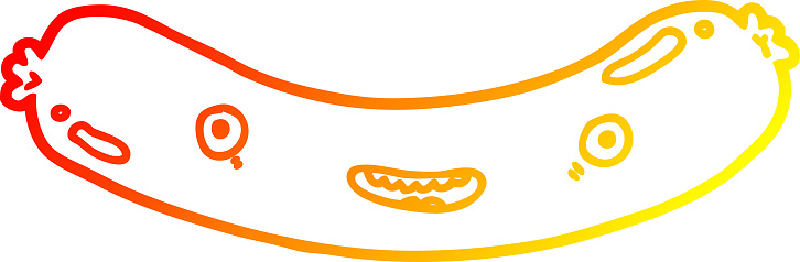 Dessin Au Trait Dégradé Chaud Dune Saucisse De Dessin Animé Vecteurs