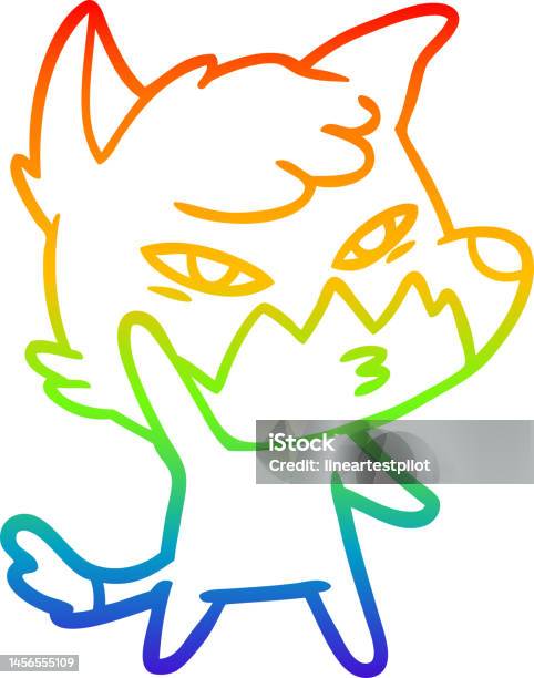 Dessin Au Trait Dégradé Arcenciel Dun Renard De Dessin Animé