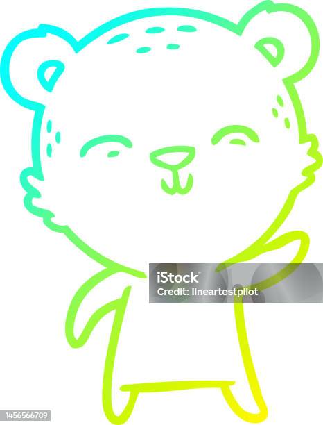 Dessin Au Trait Dégradé Froid Dun Ours De Dessin Animé Heureux Vecteurs